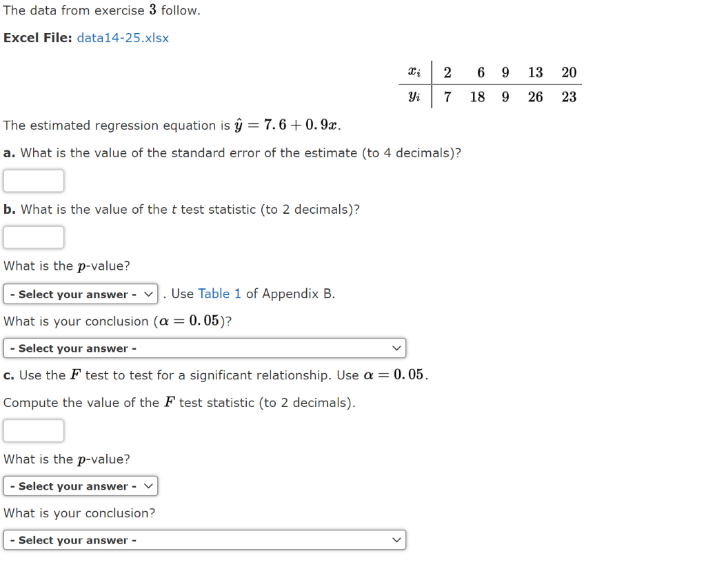 Solved The data from exercise 3 follow. Excel File: | Chegg.com
