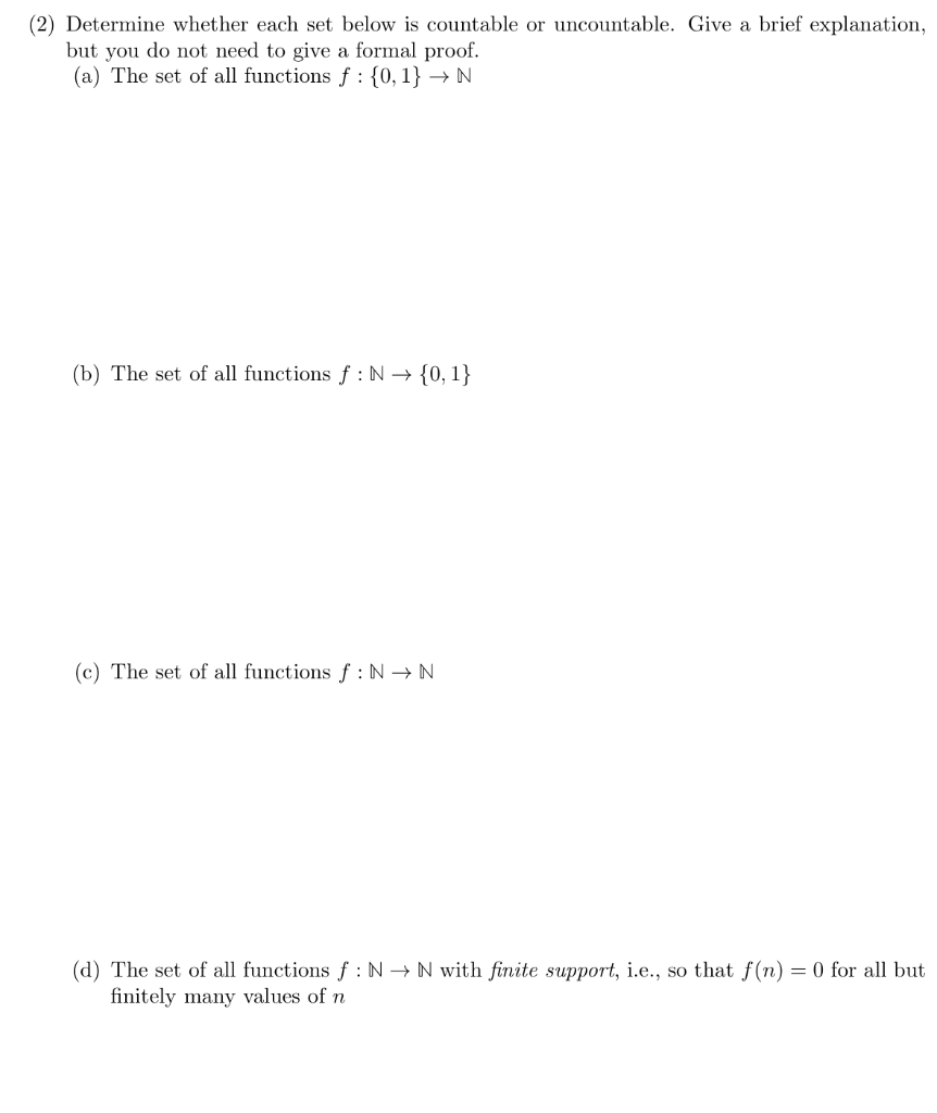 Solved (2) Determine whether each set below is countable or | Chegg.com