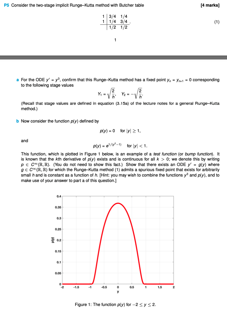 P5 Consider the two-stage implicit Runge-Kutta method | Chegg.com