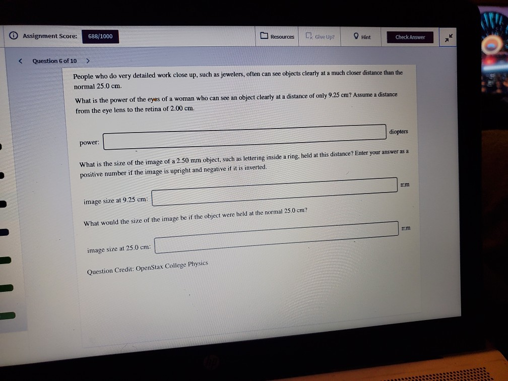 Solved Assignment Score: 688/1000 Resources CX Give Up? Hint | Chegg.com