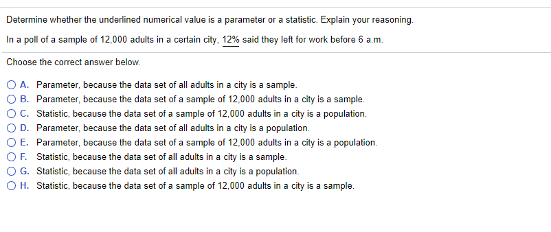 Solved Determine whether the underlined numerical value is a | Chegg.com