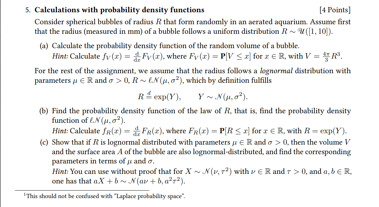 d 5. Calculations with probability density functions | Chegg.com