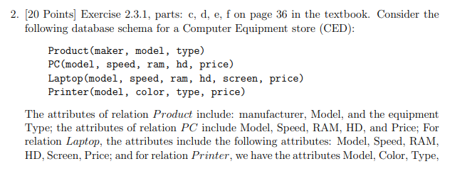 Solved 4. [20 Points] Exercise 6.5.1, parts: a, c, e, f on | Chegg.com