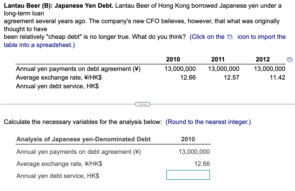Solved Lantau Beer (B): Japanese Yen Debt. Lantau Beer of | Chegg.com