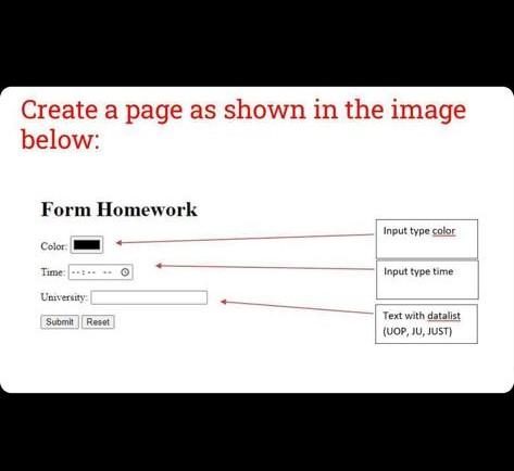 Solved Create a page as shown in the image below: Form | Chegg.com