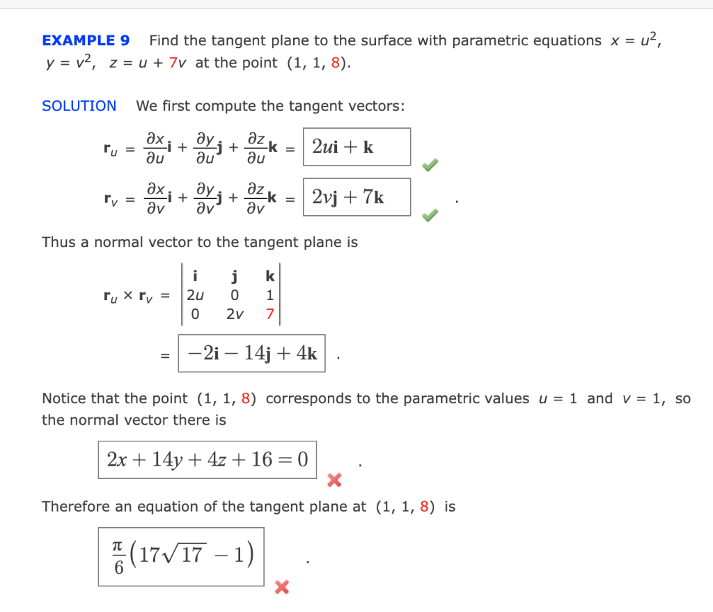 Solved EXAMPLE 9 Find the tangent plane to the surface with | Chegg.com
