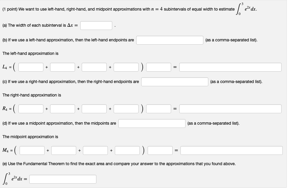 Solved (1 point) We want to use left-hand, right-hand, and | Chegg.com