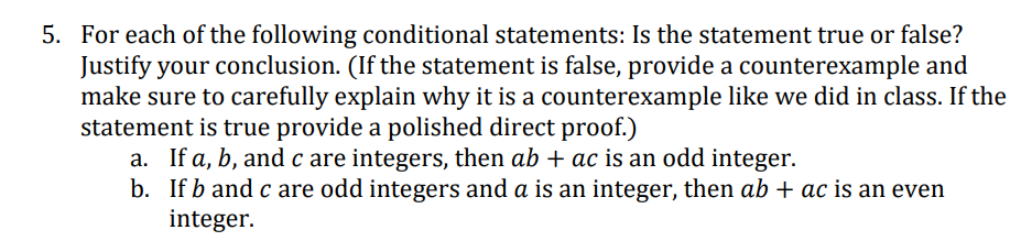 Solved For each of the following conditional statements: Is | Chegg.com