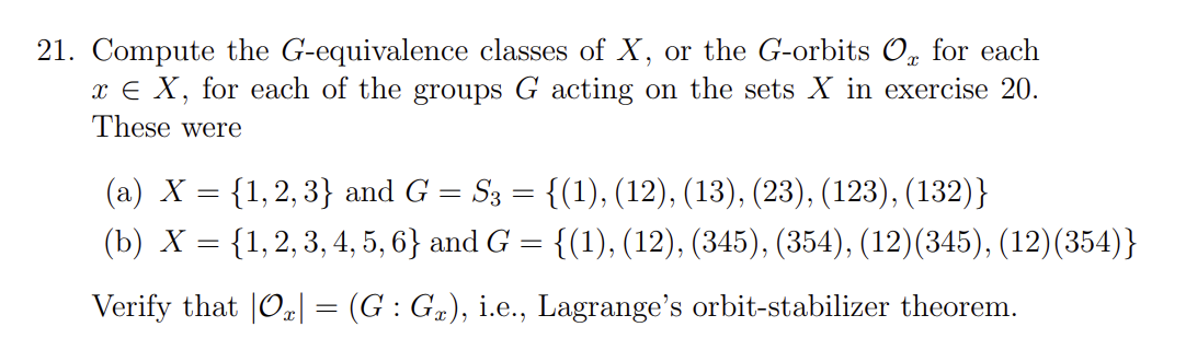 Solved 1. Compute the G-equivalence classes of X, or the | Chegg.com