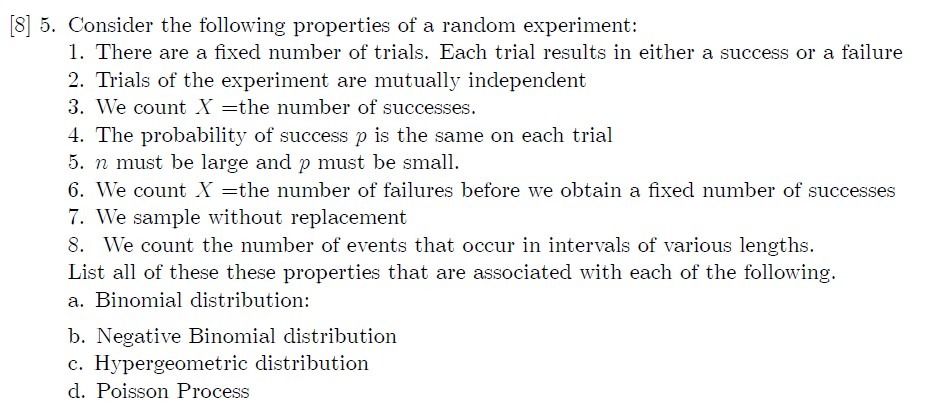 Solved 5. Consider the following properties of a random | Chegg.com