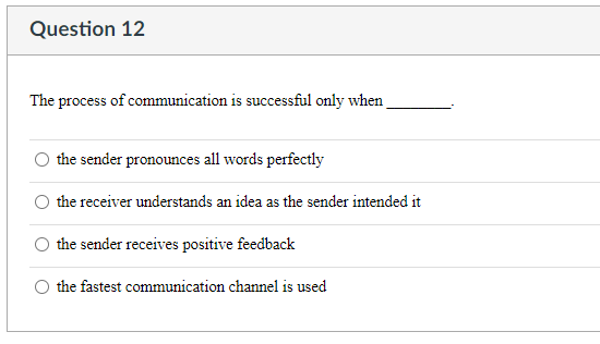 Solved Question 12 The process of communication is | Chegg.com