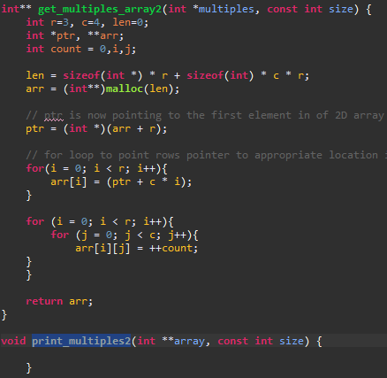 Solved int** get_multiples_array2(int *multiples, const int | Chegg.com
