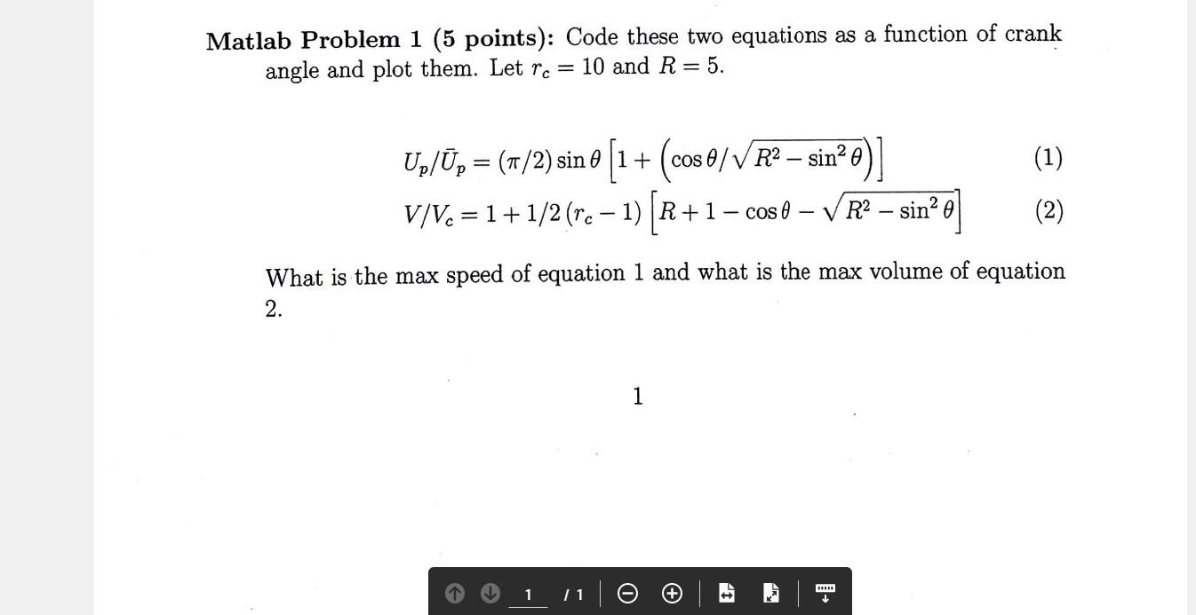 Solved Matlab Problem 1 (5 points): Code these two equations | Chegg.com