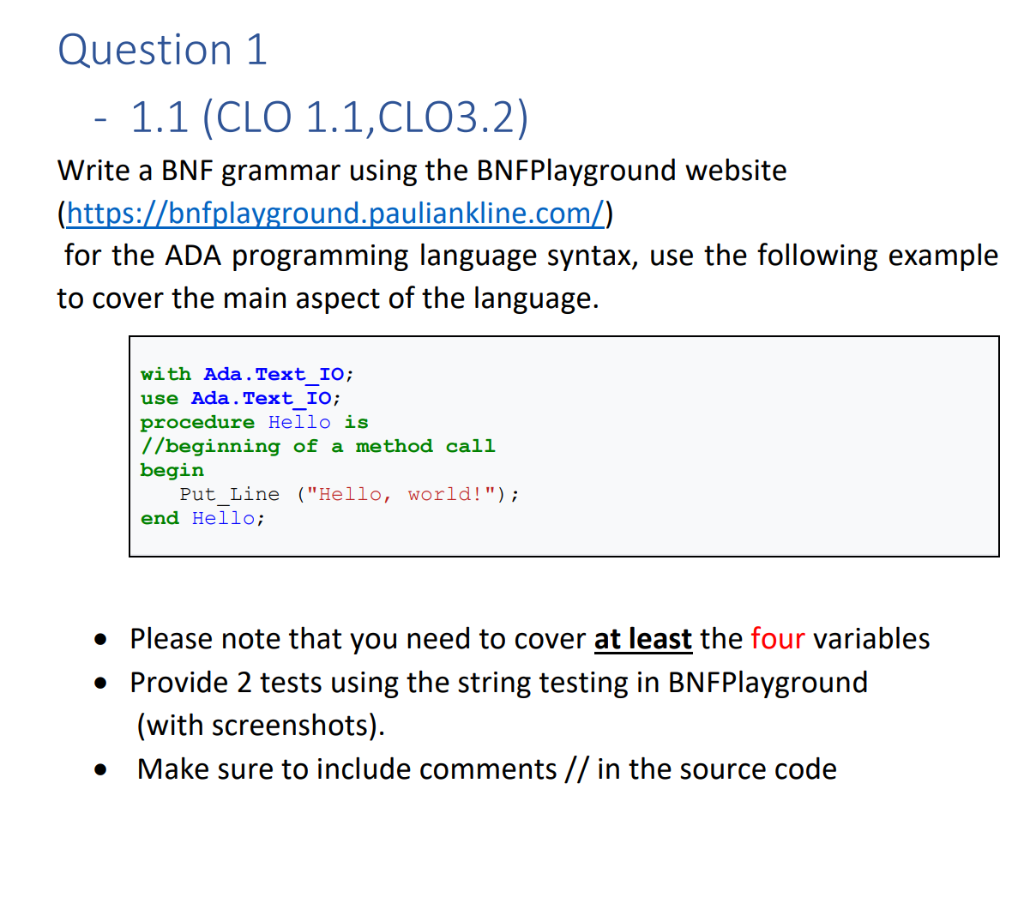 Solved With Ada Text Io Use Ada Text Io Procedure Hello