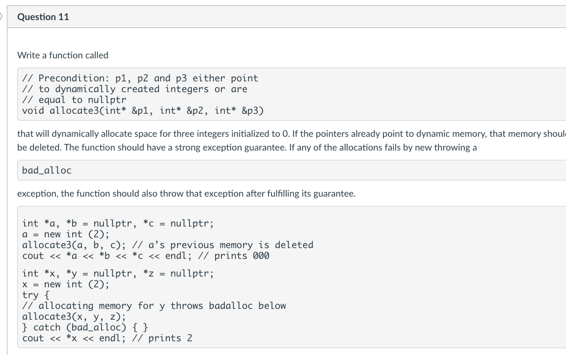 Solved Question 11 Write a function called // Precondition: | Chegg.com