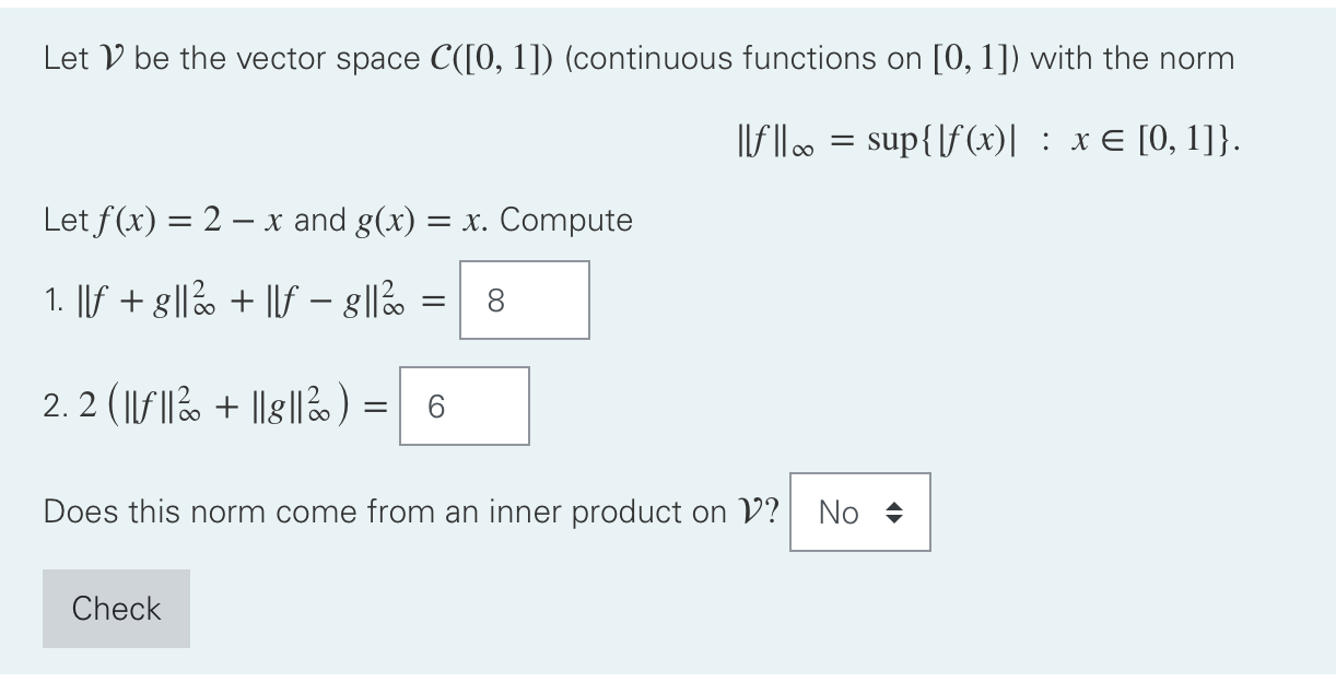 Solved Let V be the vector space C([0,1]) (continuous | Chegg.com