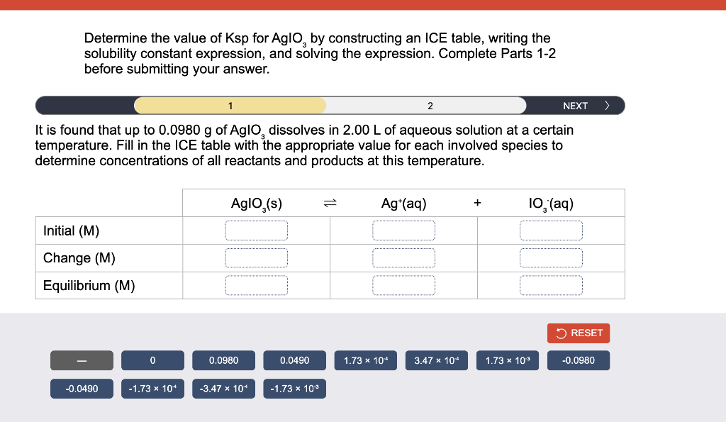Solved Determine the value of Ksp for AglO3 by constructing | Chegg.com