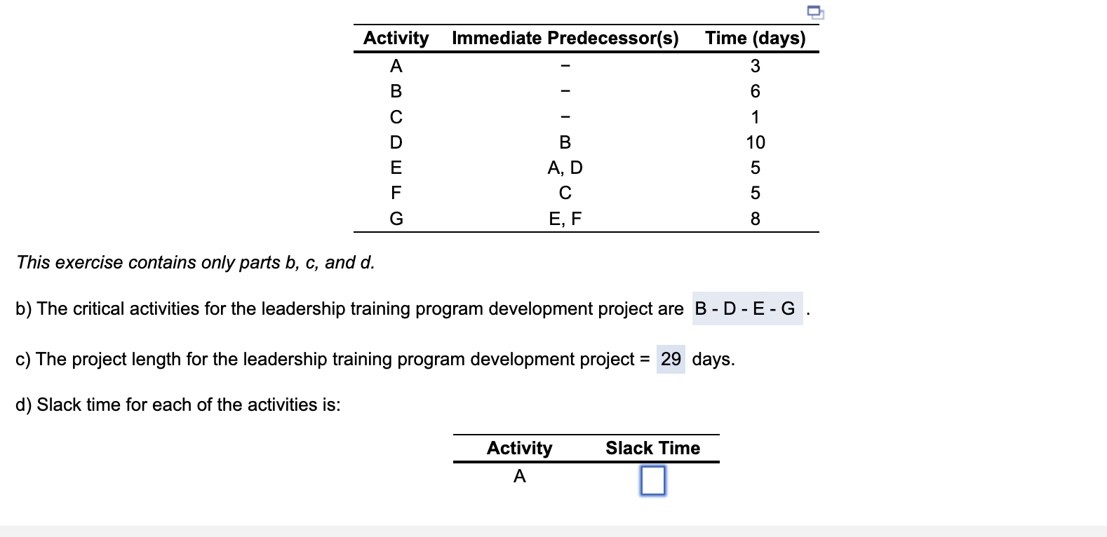 Solved This exercise contains only parts b,c, and d. b) The | Chegg.com
