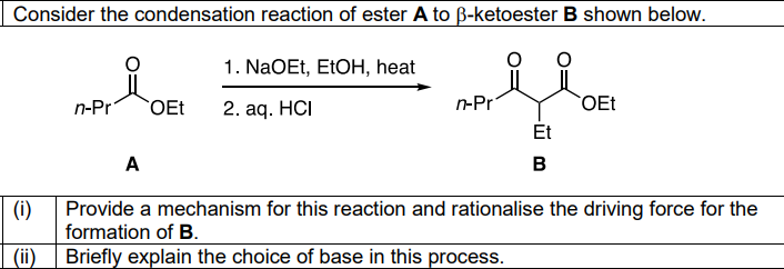 Solved Consider the condensation reaction of ester A to | Chegg.com