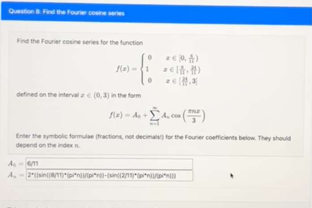 Solved Find the Fourier cosine series for the | Chegg.com