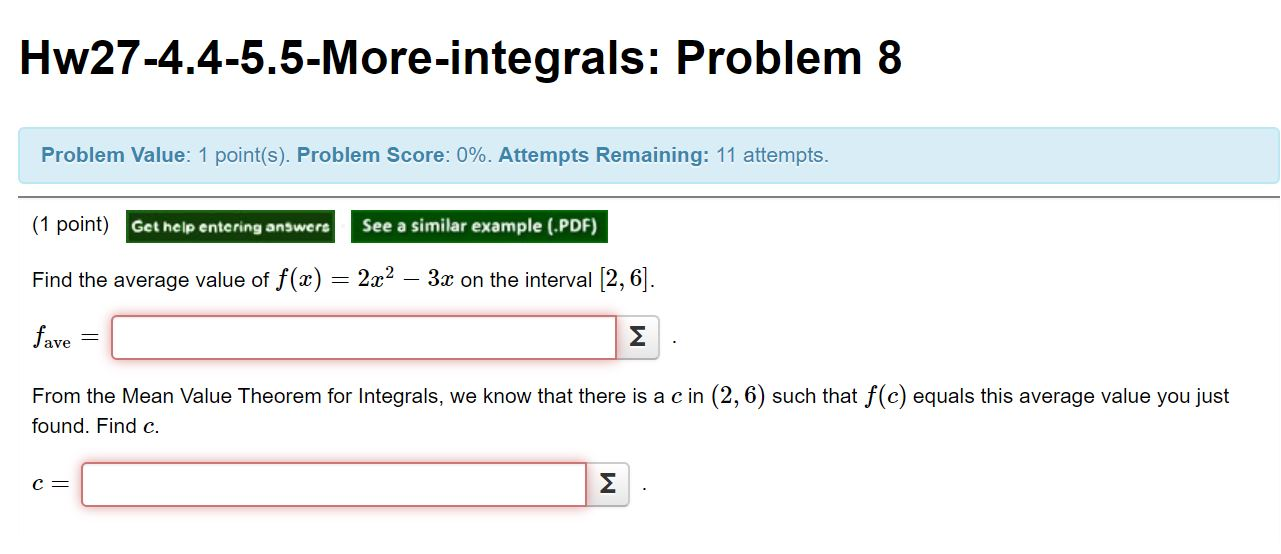 Solved Hw27-4.4-5.5-More-integrals: Problem 8 Problem Value: | Chegg.com