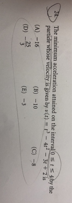 Solved The minimum acceleration attained on the interval/0s | Chegg.com