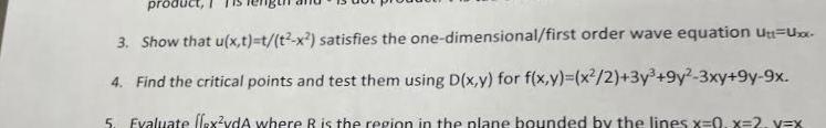 Solved 3. Show that u(x,t)=t/(t2−x2) satisfies the | Chegg.com