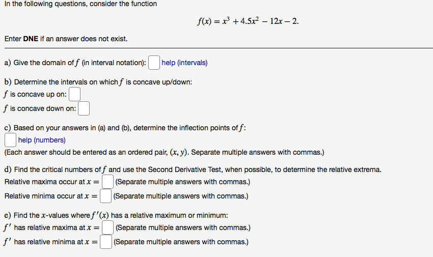 Solved In the following questions, consider the function | Chegg.com