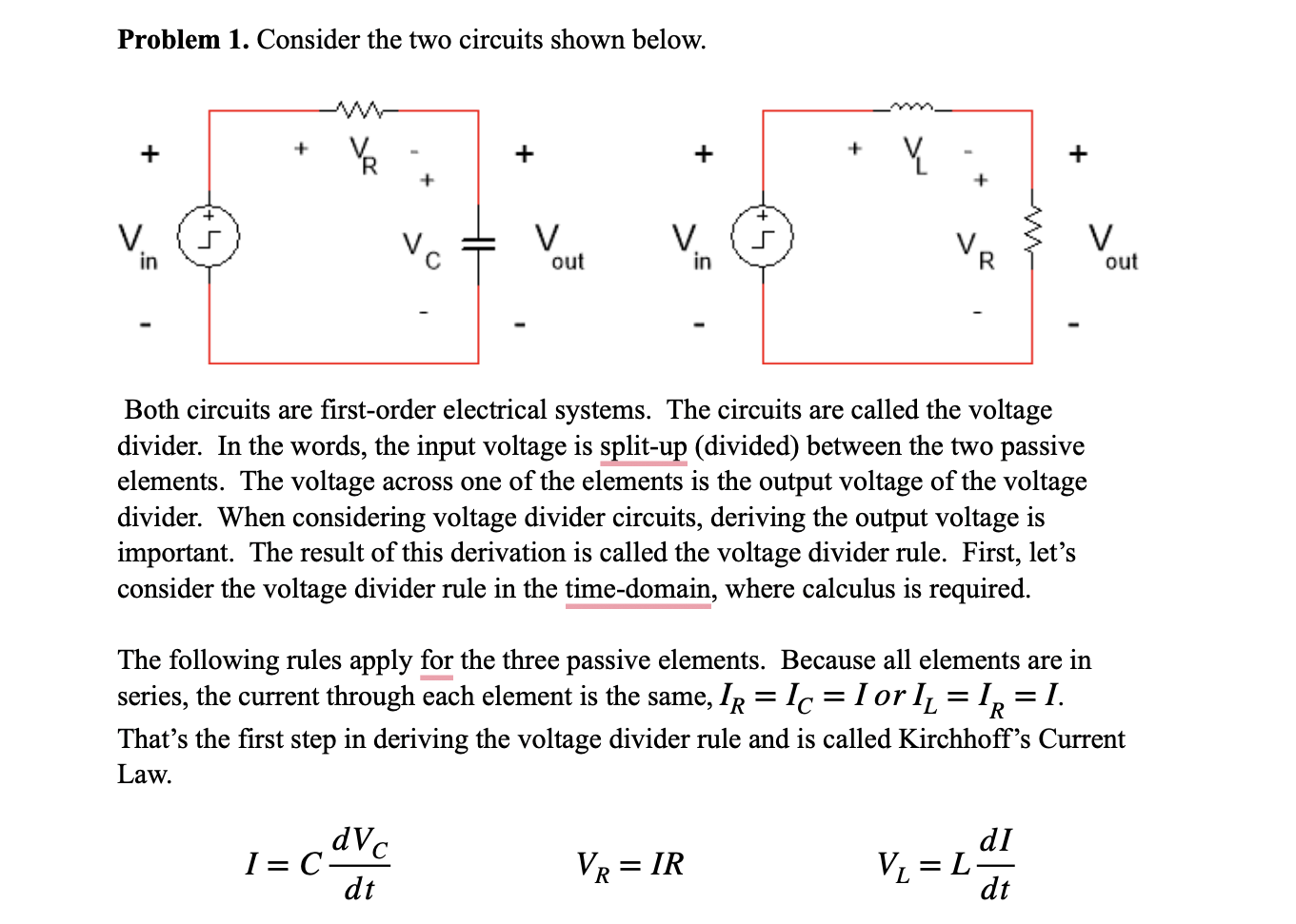 Solved Problem 1. Consider the two circuits shown below. | Chegg.com