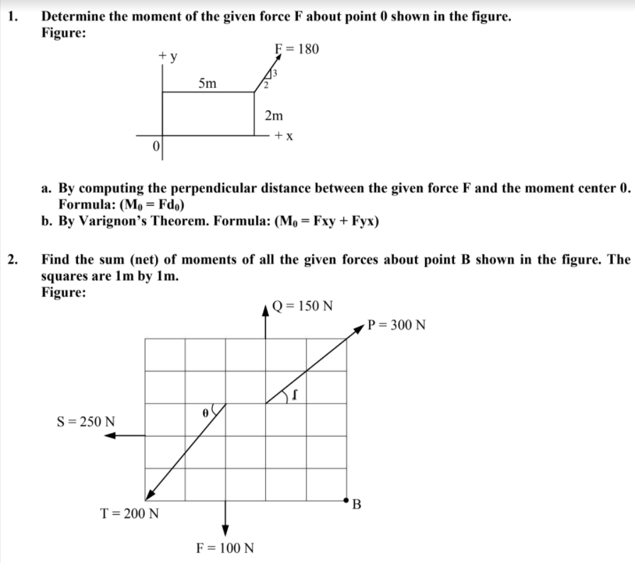 Solved 1. Determine the moment of the given force F about | Chegg.com Solved 1. Determine the moment of the given force F about | Chegg.com