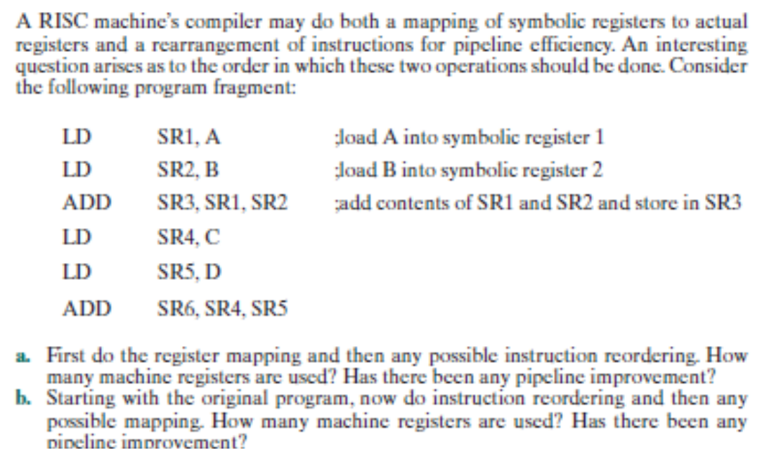 Solved A RISC machine's compiler may do both a mapping of | Chegg.com