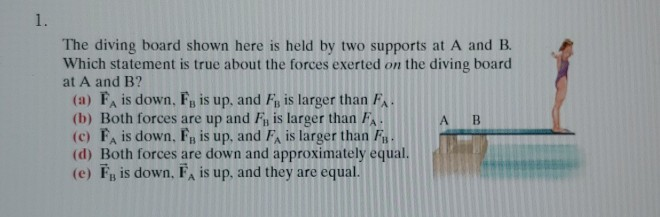 Solved The diving board shown here is held by two supports | Chegg.com