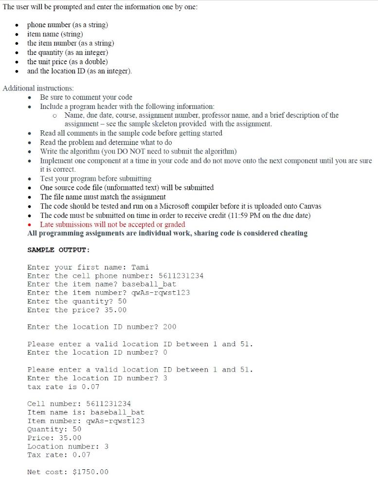 Solved COP 3014-program 1- order calculator Assignment | Chegg.com