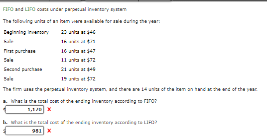 Solved FIFO and LIFO costs under perpetual inventory system | Chegg.com