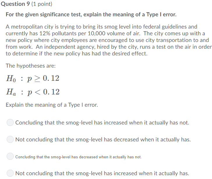 Solved Question 7 (1 point) Select the most appropriate | Chegg.com