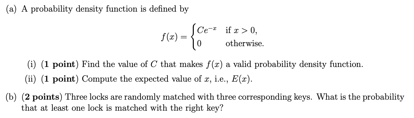 Solved (a) A probability density function is defined by | Chegg.com