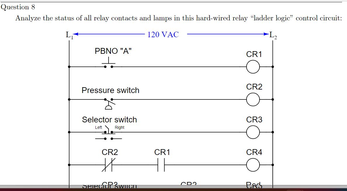 Analyze the status of all relay contacts and lamps in | Chegg.com
