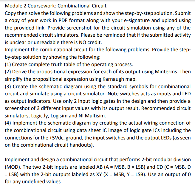 Solved Module 2 Coursework Combinational Circuit Copy Then 4899