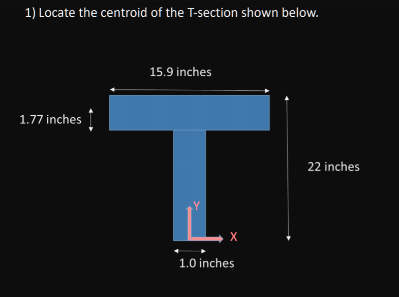 Solved 1) Locate the centroid of the T-section shown below. | Chegg.com