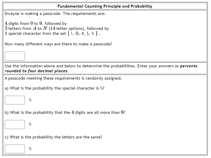 Solved Fundamental Counting Principle and Probability Dwayne | Chegg.com