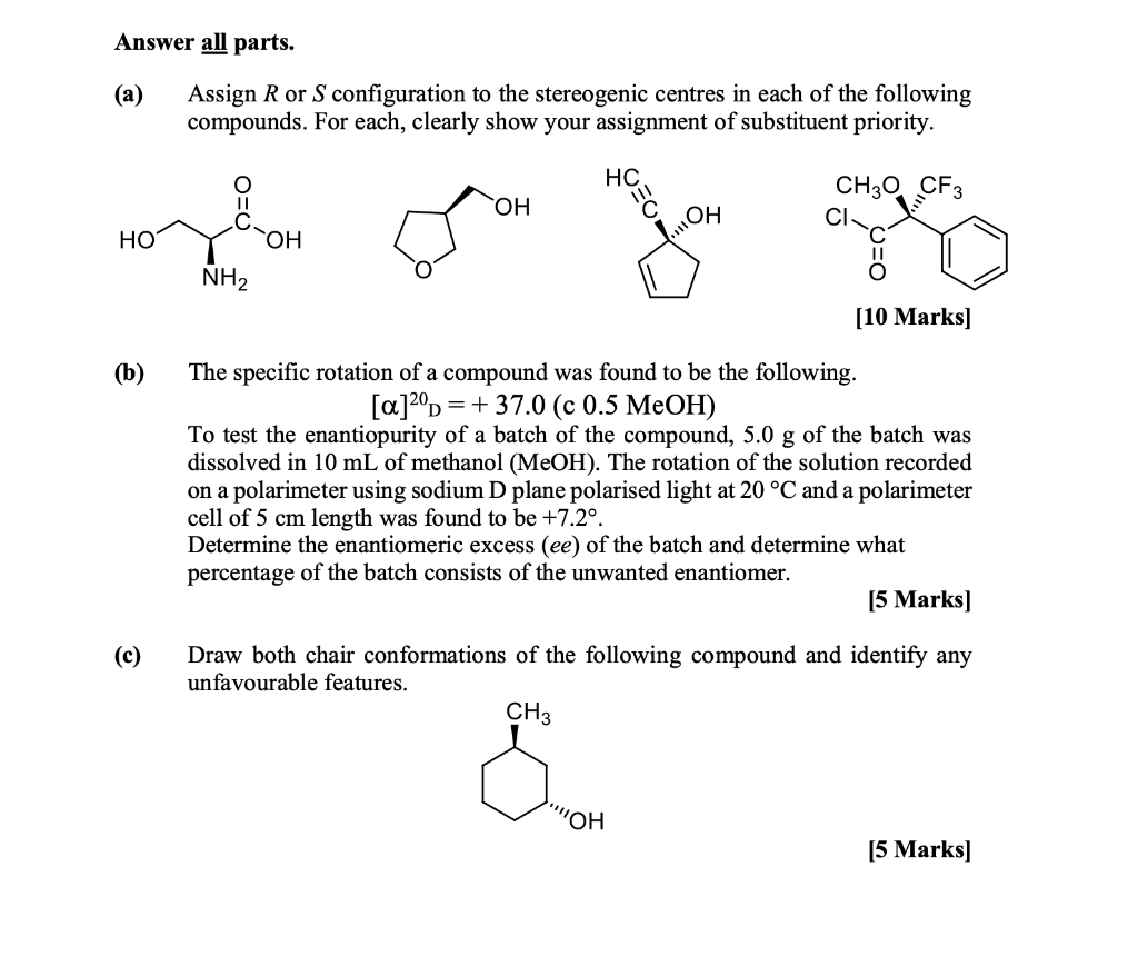 Solved Answer all parts. (a) Assign R or S configuration to | Chegg.com
