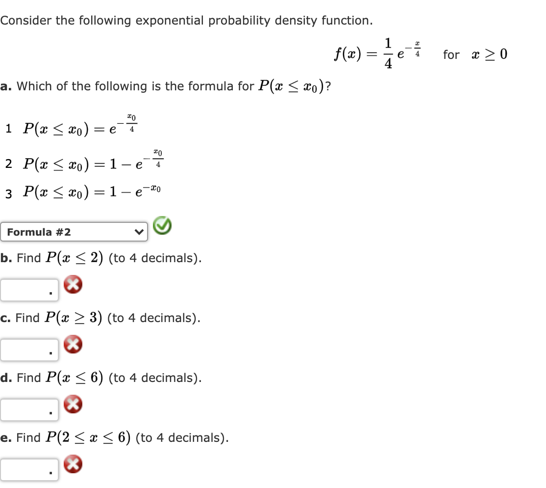 Solved Consider the following exponential probability | Chegg.com