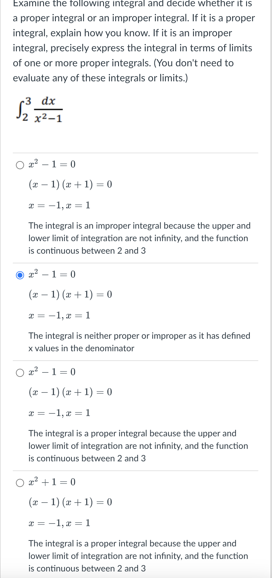 Solved Examine the following integral and decide whether it | Chegg.com