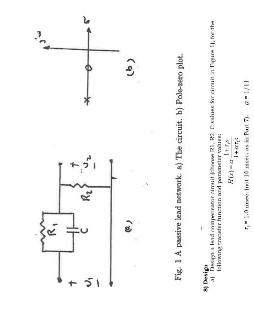 Solved Fig. 1 A passive lead network. a) The circuit. b) | Chegg.com