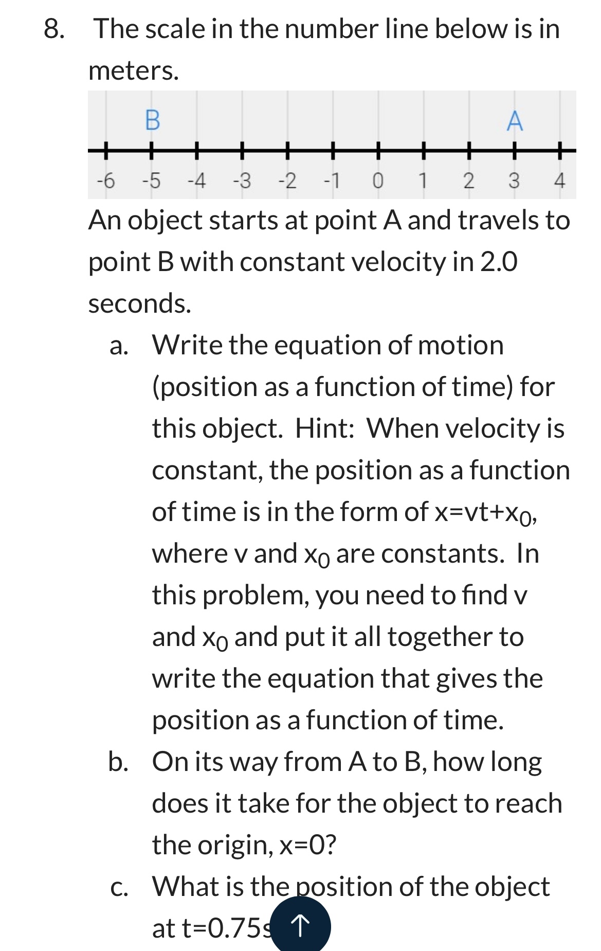 Solved 8. The scale in the number line below is in meters. | Chegg.com