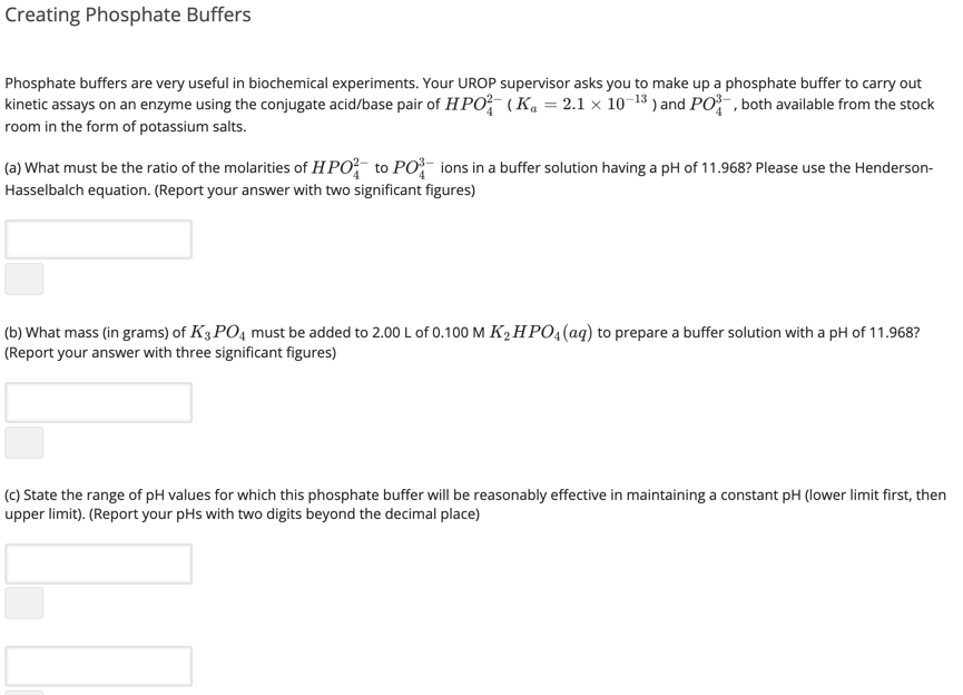 Solved Creating Phosphate Buffers Phosphate Buffers Are Very