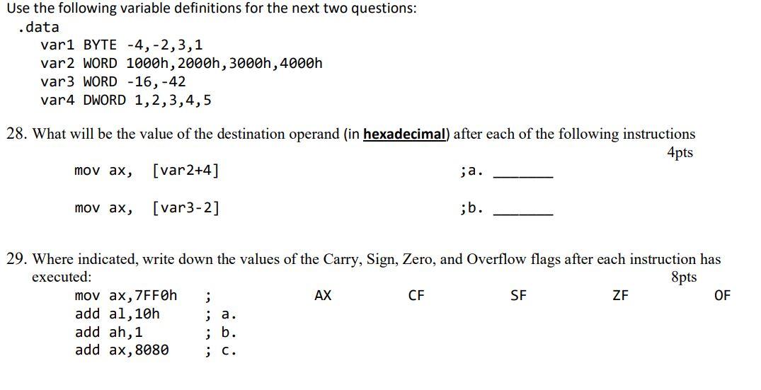 Solved Use the following variable definitions for the next | Chegg.com