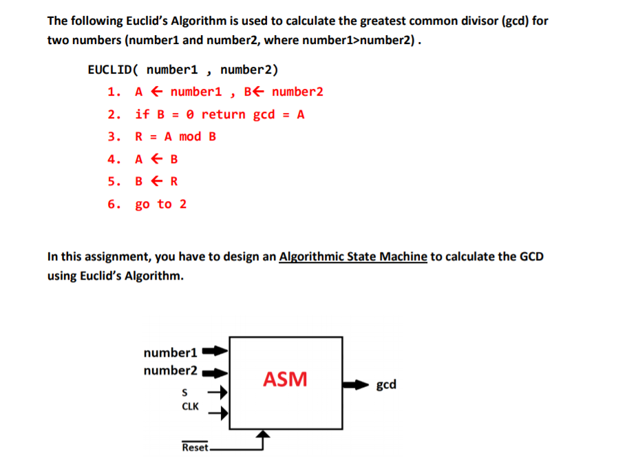 Solved The following Euclid's Algorithm is used to calculate | Chegg.com