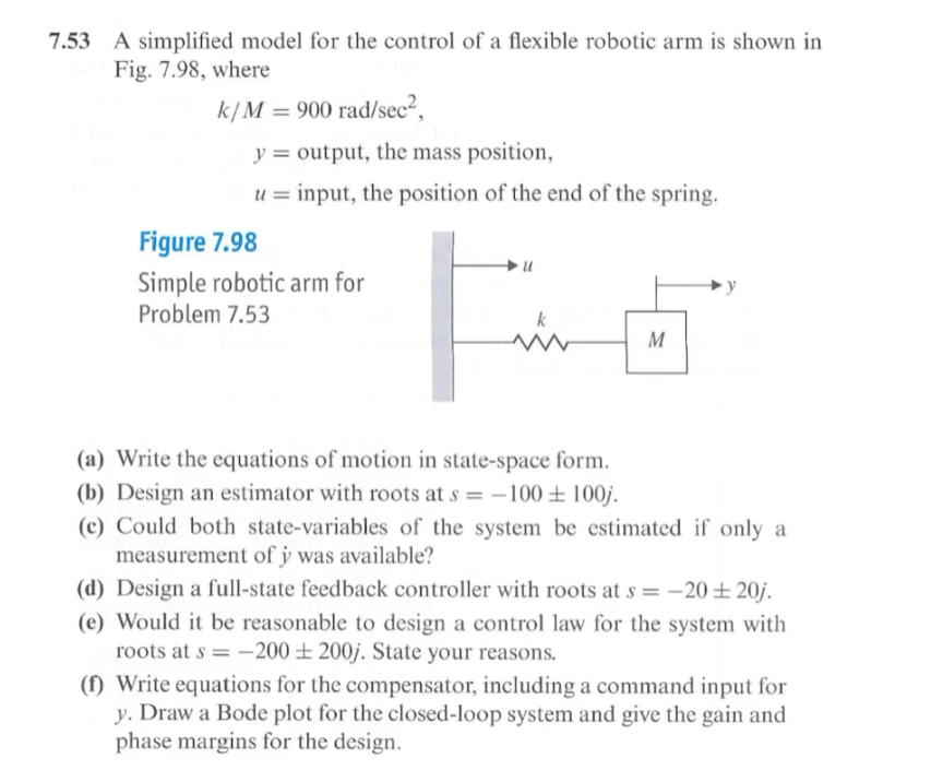 Solved 7 53 ﻿a Simplified Model For The Control Of A