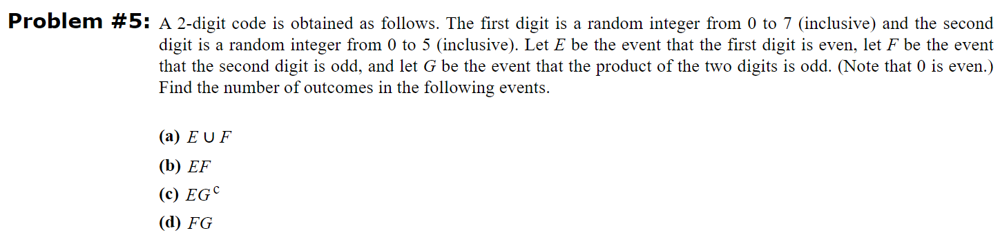 Solved Problem 5 A 2 Digit Code Is Obtained As Follows